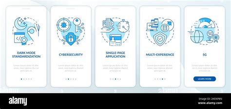 Digital Technology Trends Blue Onboarding Mobile App Screen Stock