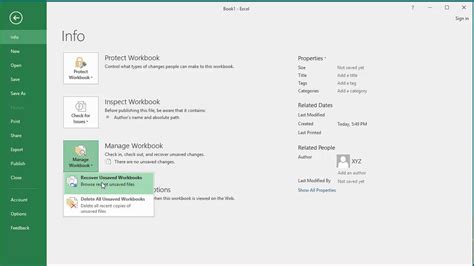 How To Recover Unsaved Spreadsheet In Excel 2016 YouTube