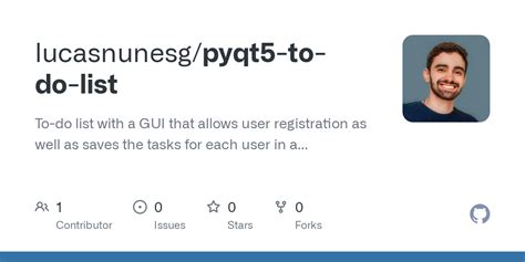 GitHub Lucasnunesg Pyqt To Do List To Do List With A GUI That Allows User Registration As
