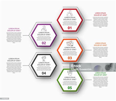 Infografis Vektor Dengan 5 Segi Lima Digunakan Untuk Lima Diagram