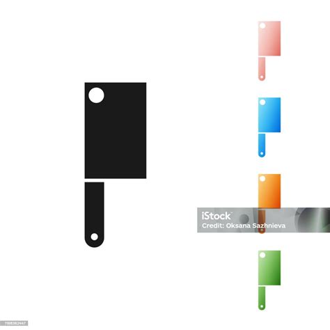 흰색 배경에 격리 된 검은 고기 헬기 아이콘입니다 고기 부엌 칼입니다 정육점 칼 다채로운 아이콘을 설정합니다 벡터 일러스트레이션 가정 생활에 대한 스톡 벡터 아트 및 기타