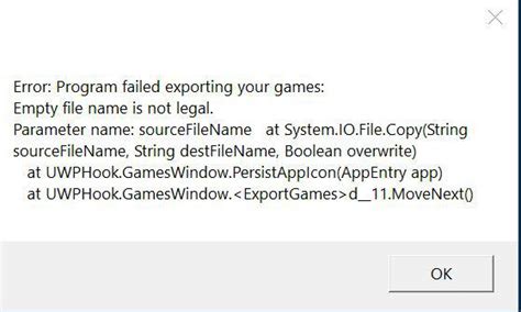 problem exporting age of empires iv empty file name is not legal