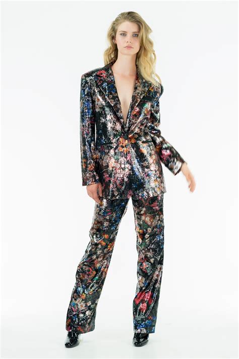 Matrix Sequins Printed Women Tailored Suit Oscar Mendoza