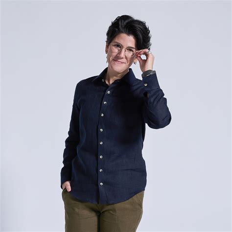 Androgynous Navy Linen Long Sleeve Shirt Kirrin Finch