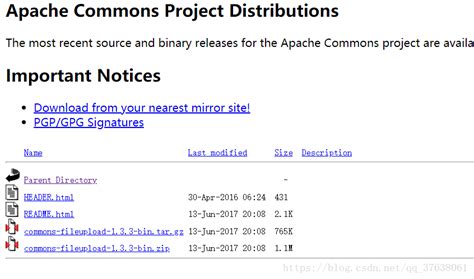 Apache 官网 下载commons Fileupload和 Commons Io Jar包commons Fileupload 13