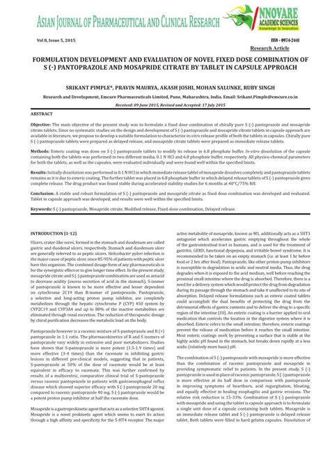 Pdf Formulation Development And Evaluation Of Novel Fixed Dose Combination Of S