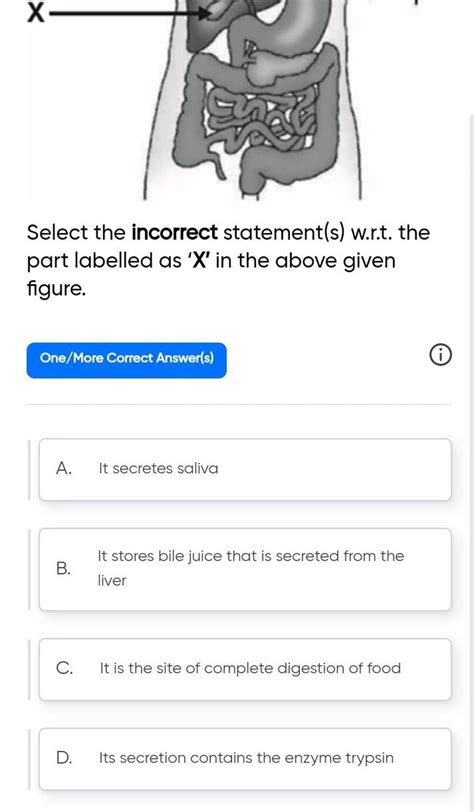 Select The Incorrect Statement S W R T The Part Labelled As X In Th