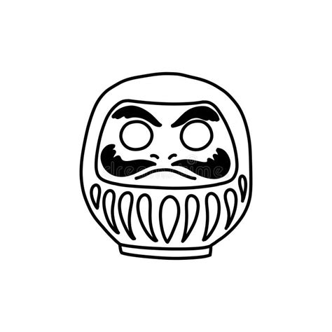 Daruma Doodle Icon Japanese Traditional Doll Vector Sticker