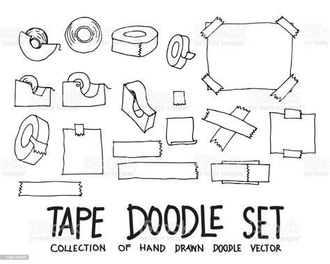 테이프 그리기 그림 손으로 그린 낙서 스케치 선 벡터 Eps10의 집합 그리기에 대한 스톡 벡터 아트 및 기타 이미지 그리기