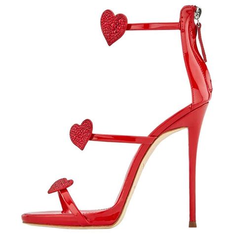 Giuseppe Zanotti New Red Patent Heart Crystal Evening Sandals Heels In
