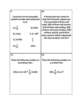 Ordering Real Numbers Task Cards By MsSutton TPT