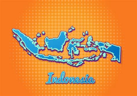 Mapa Retro De Indonesia Con Fondo De Medios Tonos Icono De Mapa De