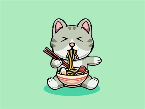 Cute Cat Eating Soba Illustration By Cubbone On Dribbble