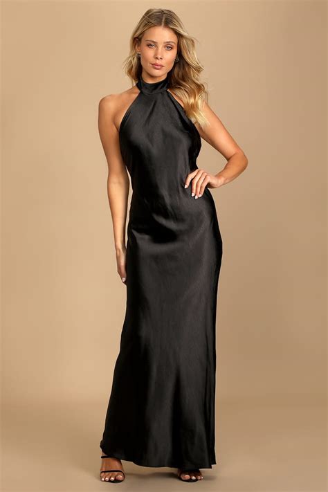 Figure Hugging Satin Maxi Dress