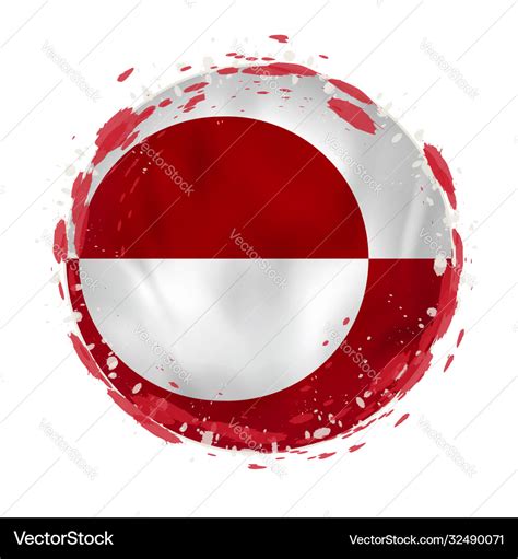 Round Grunge Flag Greenland With Splashes Vector Image