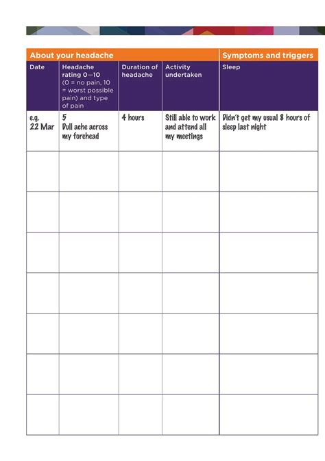 45 Free Printable Headache Diary Templates Pdf Excel