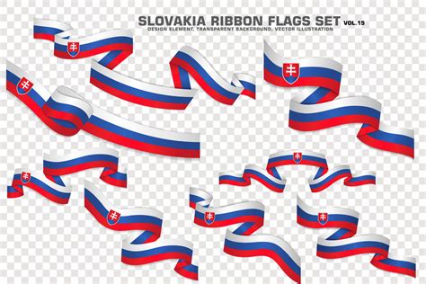 Slovakia Ribbon Flags Set Element Design Vector Illustration 10833297