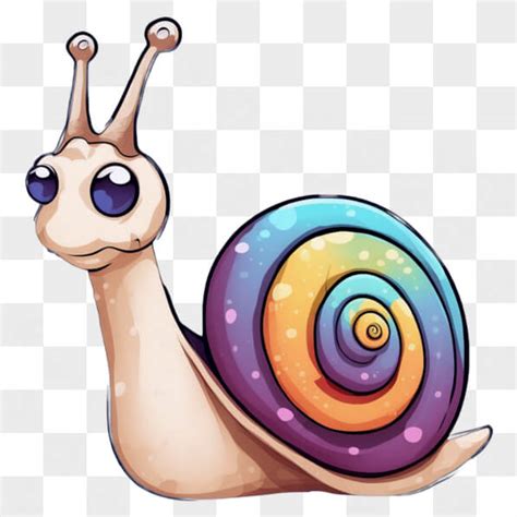 Download Cheerful Cartoon Snail With Colorful Spiral Shell Cartoons