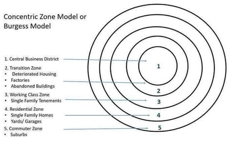 Burgess Model Or Concentric Zone Model 1925 By Ernest Burgess Model