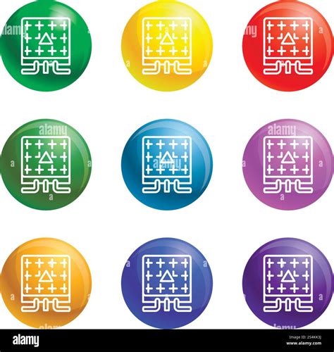 Electric Commutator Box Icons Vector 9 Color Set Isolated On White Background For Any Web Design