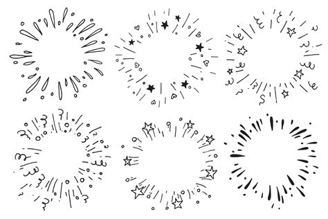 Dessin Vectoriel Dans Le Style De Doodle Ensemble D Explosions Feux D Artifice Feu D Artifice