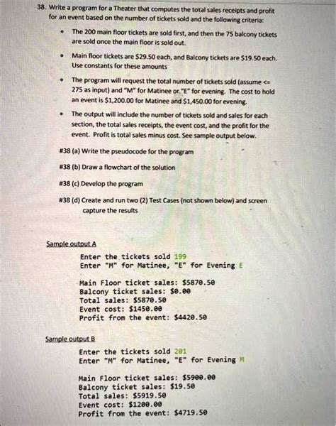 SOLVED 38 Write A Program For A Theater That Computes The Total Sales