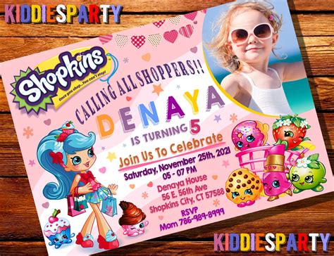 Shopkins Invitation With Photo Shopkins Invitation Shopkins Birthday