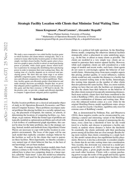 Pdf Strategic Facility Location With Clients That Minimize Total