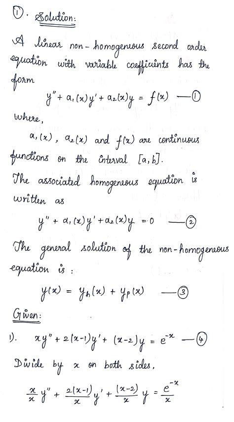[solved] consider the variable coefficient linear second order