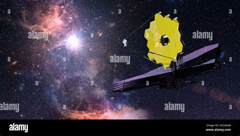 James Webb Space Telescope Traveling And Exploring Deep Space Against