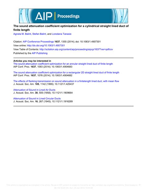 Pdf Attenuation Of Sound In Lined Circular Ducts