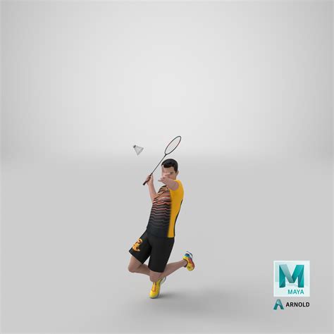 Asian Man With Badminton Racket Playing Pose D Model Ds Blend C D Fbx Max Ma Lxo