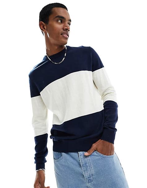 Jersey Azul Marino Y Blanco Con Diseño Color Block De Jack And Jones Asos