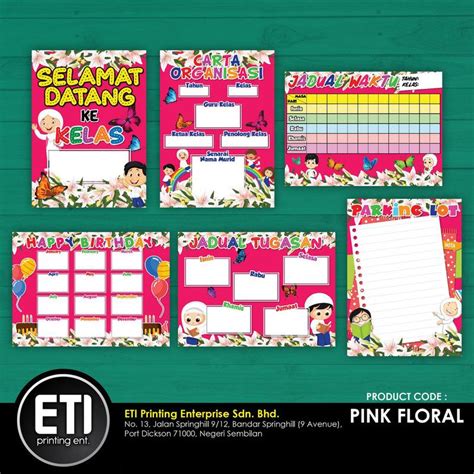Set Kelas Manila Kad Saiz 20x275 Dengan Selamat Datang Carta