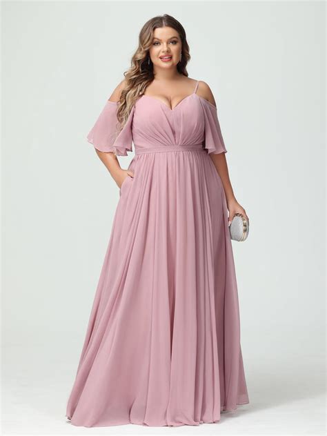 A Lineprincess Spaghetti Straps Half Sleeves Chiffon Plus Size Brides