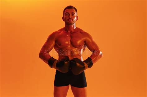 Man Bodybuilder Boxer Muscle Workout With Naked Torso Advertising