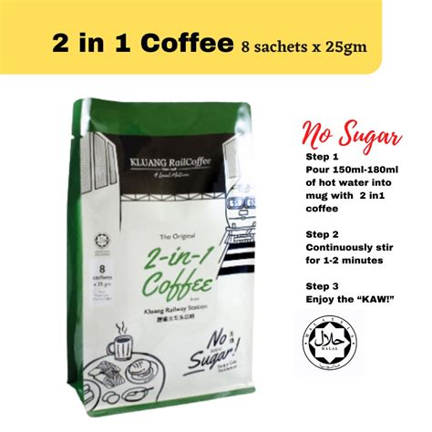 Serbuk Kopi Kluang Rail Coffee Instants 2 In 1 8 Sachets X 25g No