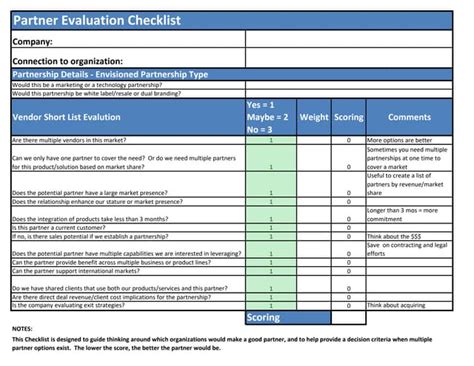Partner Evaluation Worksheet Build Buy Partner Pdf