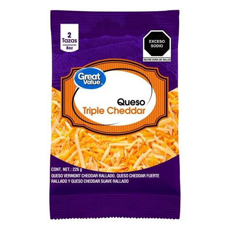Queso Great Value Triple Cheddar 226 G Walmart