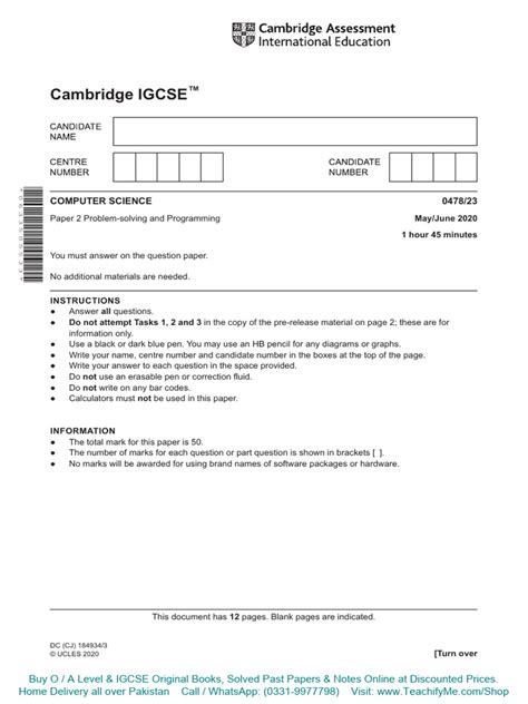 Cambridge Igcse Computer Science 047823 Pdf Prices Drink
