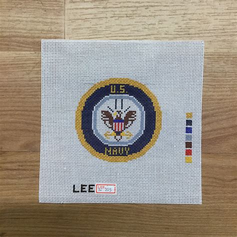 Navy Round Needlepoint Canvas Kc Needlepoint