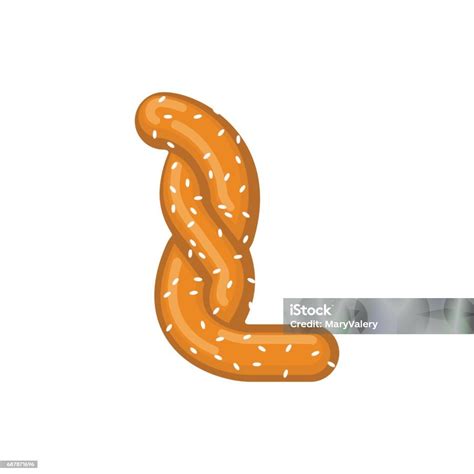 편지 L 꽈 배기입니다 글꼴 기호 간식 음식 알파벳 기호입니다 전통적인 독일 식사는 Abc 빵 0명에 대한 스톡 벡터 아트 및