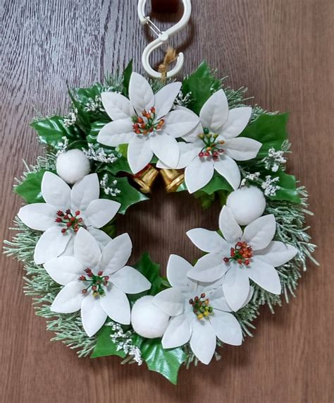 アートフラワークリスマスリース ポインセチア白 リース プリアートデコ 通販｜creemaクリーマ
