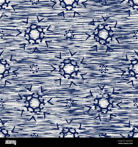 Indigo Dyed Fabric Geo Shape Pattern Texture Seamless Textile Fashion