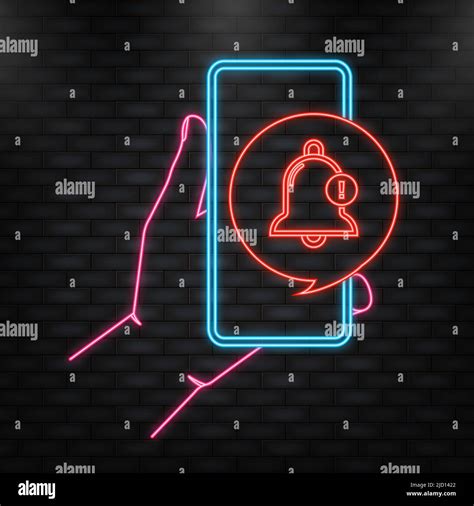 Neon Icon New Notification Bell Icon Cartoon Blue Illustration Flat