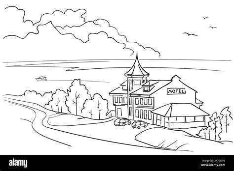 Dessin De Paysage Marin Banque D Images Vectorielles Alamy