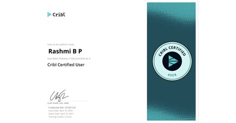 Rashmi B P On Linkedin Level 1 Cribl Certified User • Rashmi B P