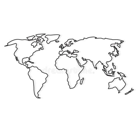 世界地图 以最小线轮廓细形状手绘简单的风格化大陆侧面轮廓 矢量插图 向量例证 插画 包括有 闹事 全球 165272404