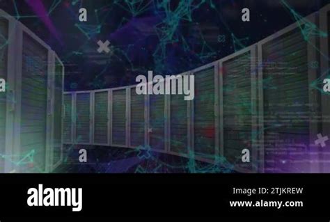 Animation Of Data Processing Spots Of Light And Plexus Networks
