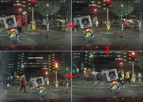 車cam直擊 ： 電單車外賣員助老婦推車 獲網民讚賞